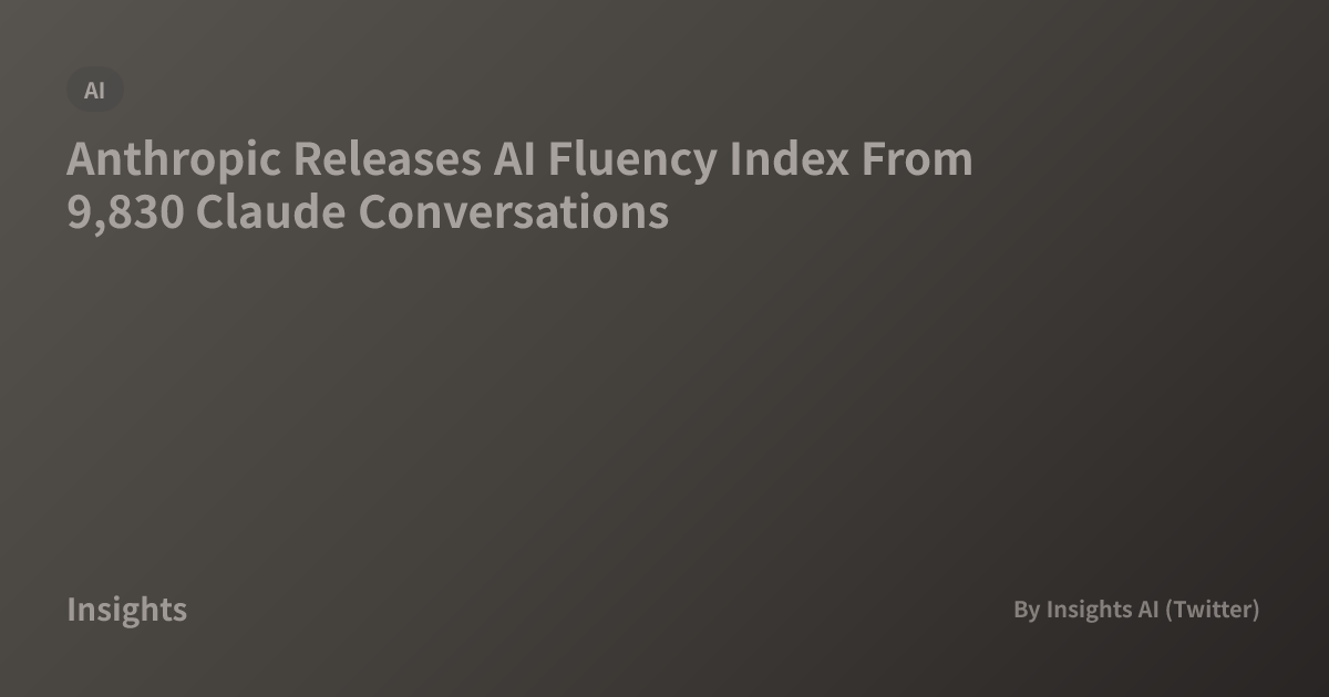 Anthropic Releases AI Fluency Index From 9,830 Claude Conversations ...